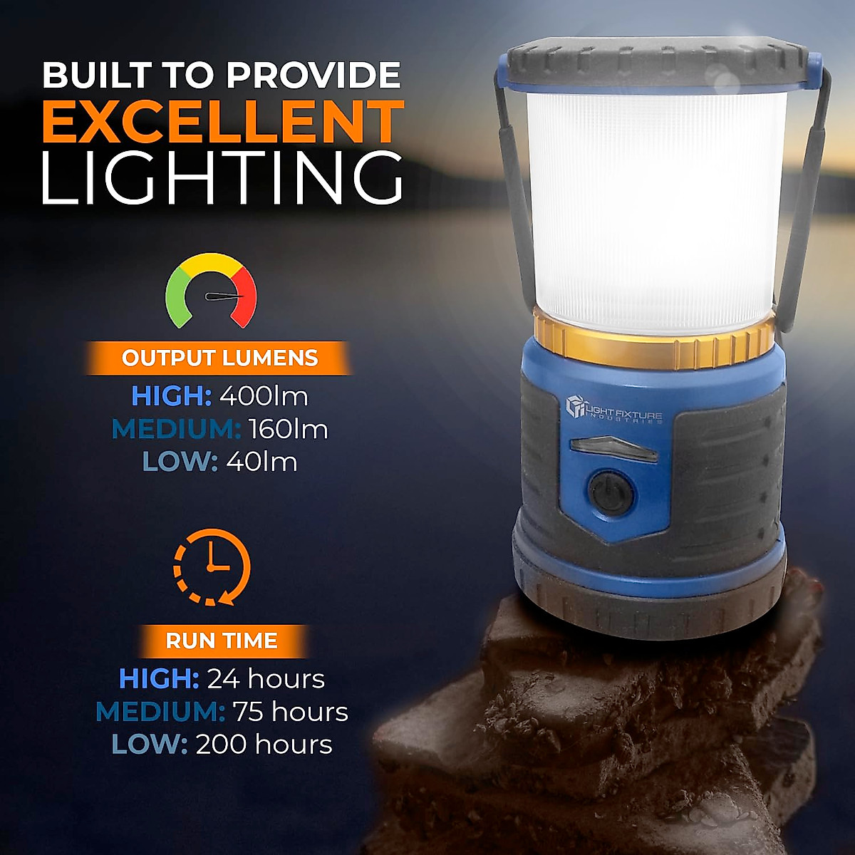 LFI Lights | Rugged Emergency Lantern for Power Outages, Storms, Survival Kit | Up to 200 Hrs of Light| Charges Cell Phone | Rechargeable Battery | Water Resistant | 6 LED Modes | 2 Pack | RZLPRF-R3L