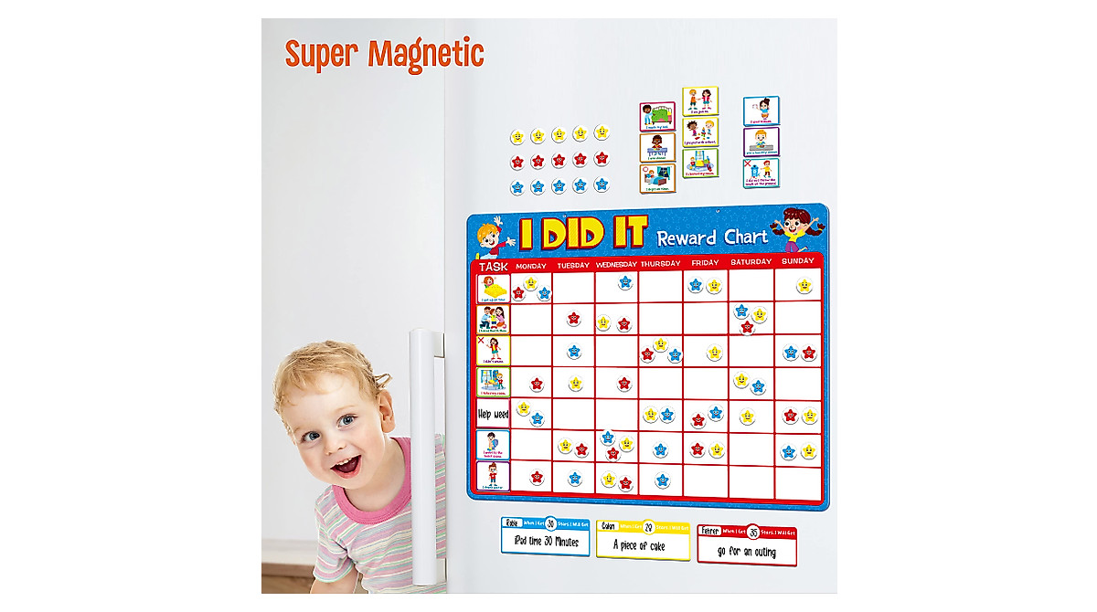 Magnetic Reward Chart for Kids - Boost Good Behavior
