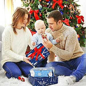 AnyDesign 12 Sheet Christmas Wrapping Paper Blue White Winter Gift Wrap Paper Bulk Snowman Snowflakes Xmas Tree Art Paper, 27.6 x 19.7 Inch, Folded Flat