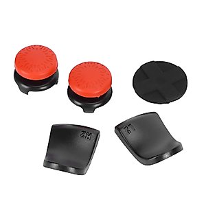 5 in 1 Controller Accessory for, Thumb Stick Grip Key Joystick Cover, L1/R2 Key Extender, Joystick Key, Cross Key (red)