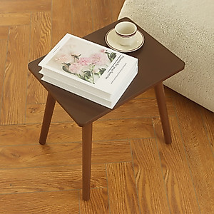 AWASEN Side Table, Small End Accent Table for Living Room Bedroom Office Small Spaces, Modern Small Side Table Nightstand with Solid Wood, Easy Assembly, (Brown)