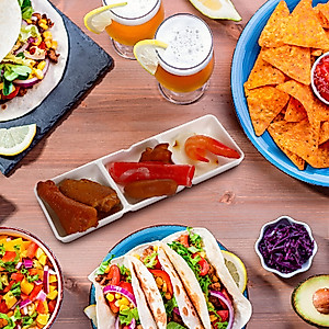 24 Pcs 8.7 x 2.8 Inch 3 Compartment Appetizer Serving Tray Plastic 3 Section Dessert Platters Rectangular Divided Plate White Compartment Serving Dishes Dipping Sauces Dinner Buffet Restaurant Kitchen