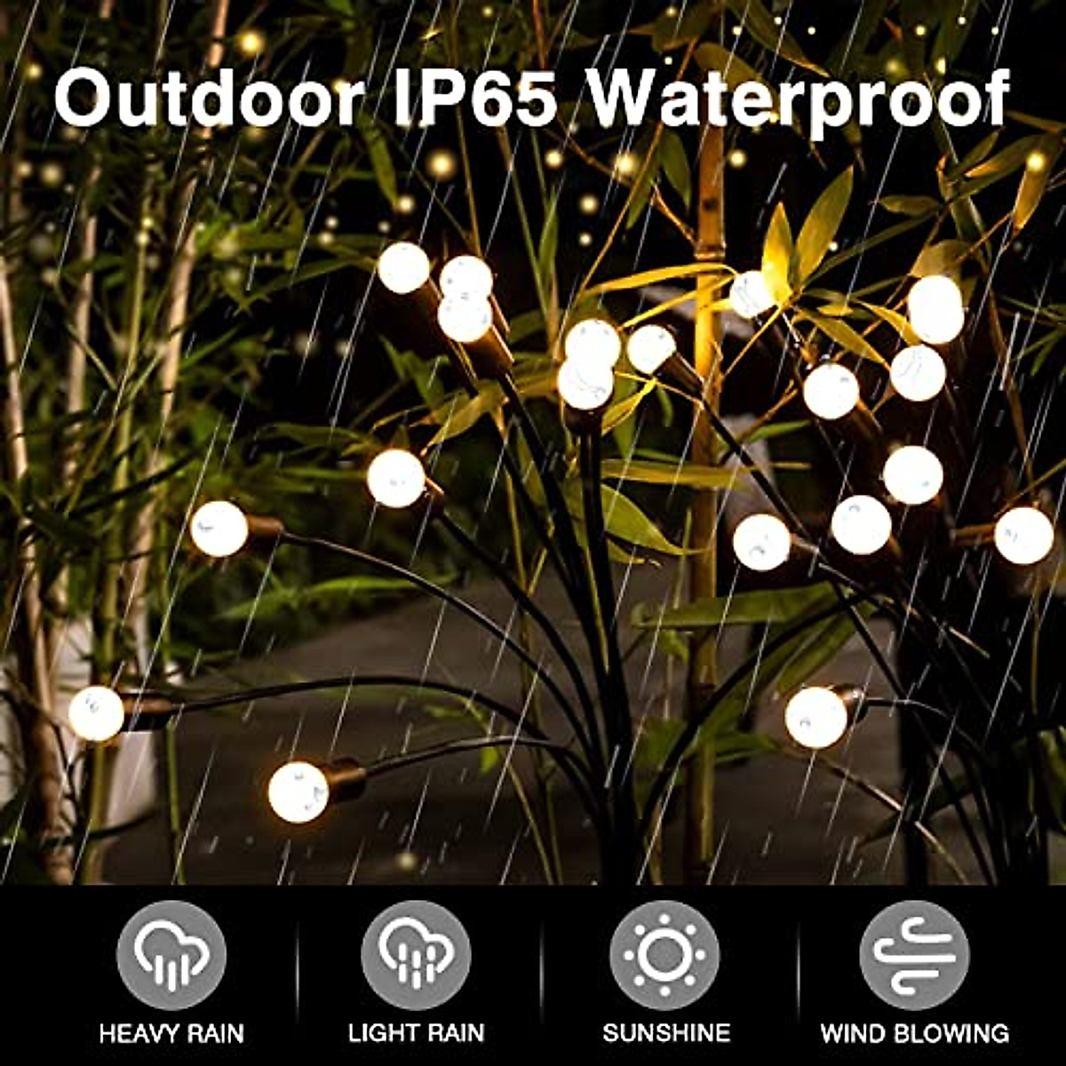 HIYALOT Solar Garden Lights-Solar Firefly Lights, Starburst Swaying Lights, Sway by Wind, Solar Garden Decorative Lights for Yard Patio Pathway Lawn Decorations,2 Pack (6LED Bulbs-2Pack)