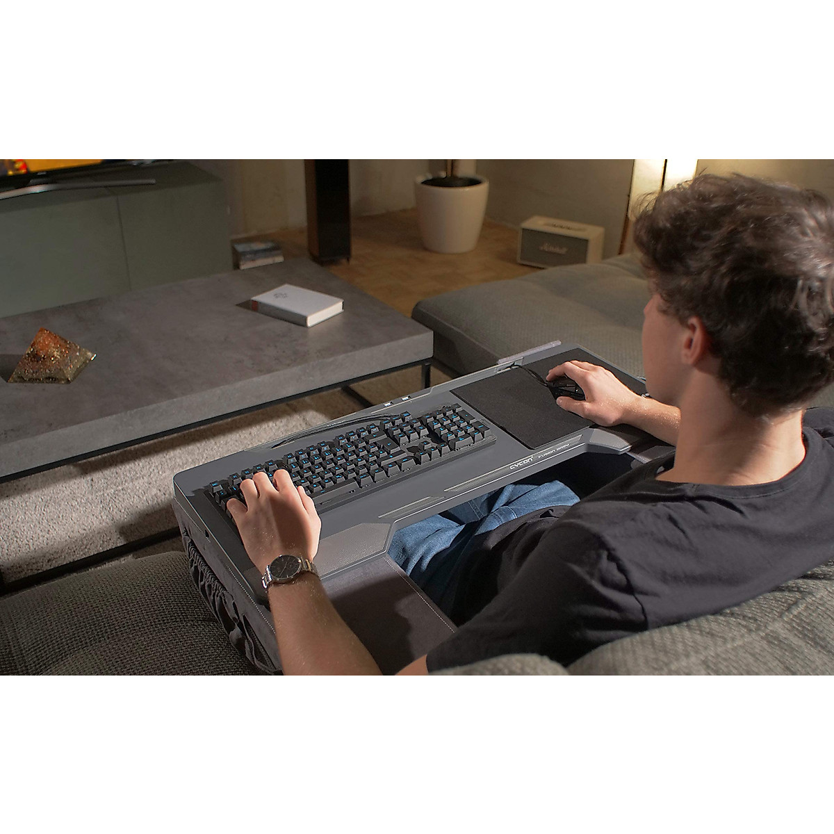 Couchmaster CYCON² Fusion Grey - Couch Gaming USB-Hub Desk for Mouse & Keyboard (for PC, PS4/5, Xbox One/Series X), Ergonomic lapdesk for Couch & Bed
