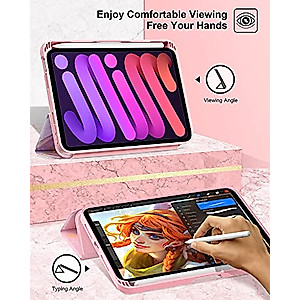 ZtotopCases for New iPad Mini 6 Case 2021, Shockproof iPad Mini 6th Generation Case with Pencil Holder, Auto Sleep/Wake, Premium Protective Smart Cover for iPad Mini 6th Gen 8.3 inch, Marble Pink