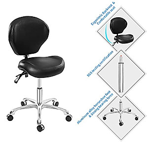 AJORAH Rolling Chair Stool with Backrest and Wheels,Adjustable Stool for Studios, Dental, Shop,Offices, Salons and Counters