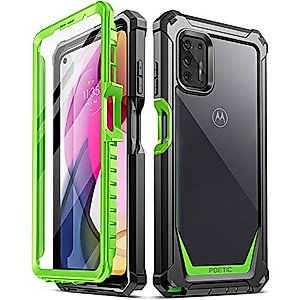 Poetic Guardian Series Case Designed for Motorola Moto G Stylus (2021), Full-Body Hybrid Shockproof Bumper Cover with Built-in-Screen Protector,Green/Clear