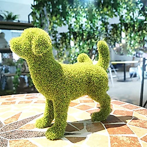 HOWFIELD Garden Statues and Figurines Outdoors - Naughty Peeing Puppy Figurines, Grass Green Dog Outdoor Statues, Outdoor Decorations for Patio
