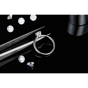 TwoBirch 1 Carat Moissanite Tear Drop Pear Solitaire in Platinum Plated Sterling Silver (CERTIFIED) (Size 6)