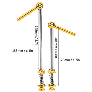 VGEBY Quick Release Skewer, 1Pair High Strength Mountain Bike Front Rear Wheel Skewer Set for Alloy Quick Release Skewer Lever Cycling Accessory(Gold) Bike Skewers