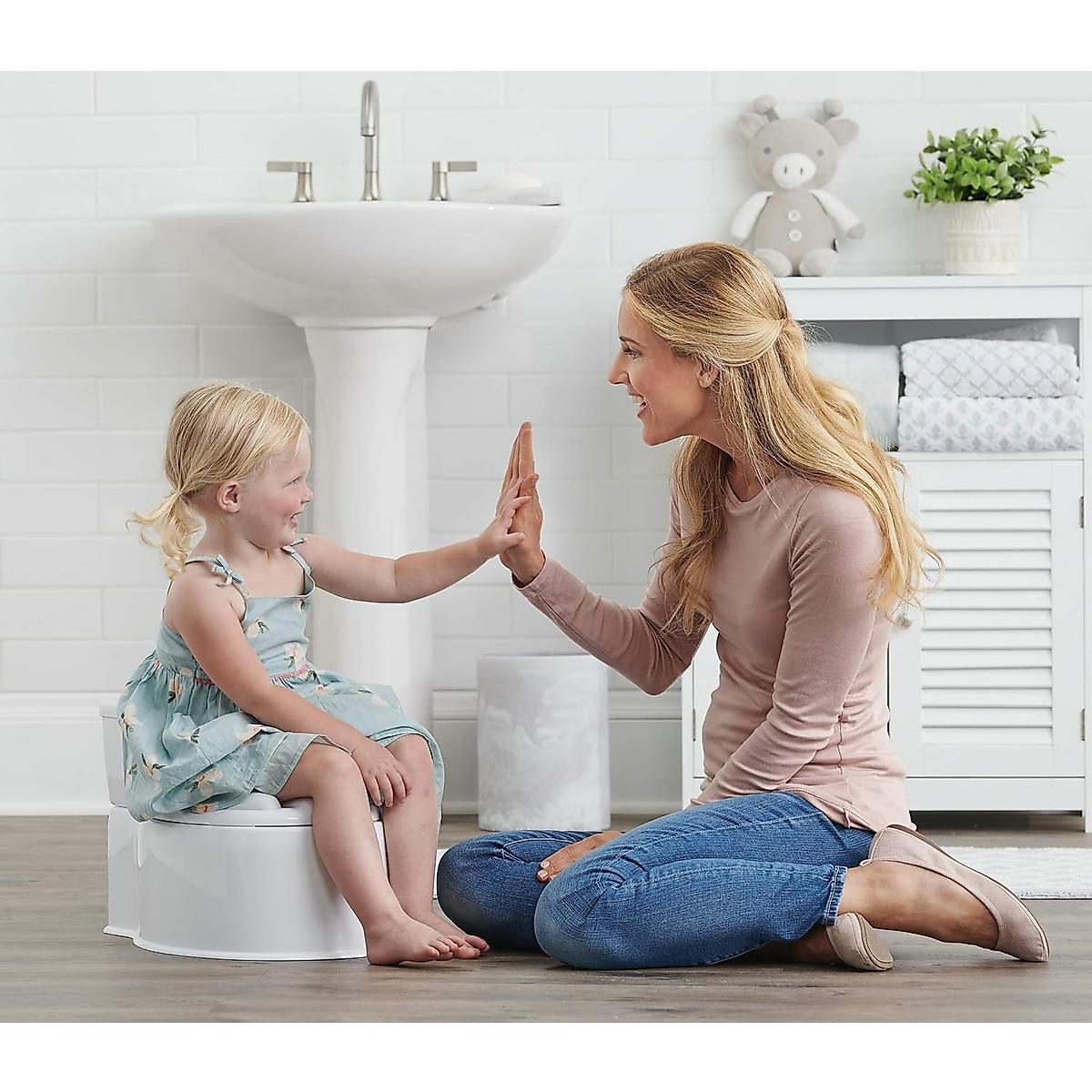 Regalo 2-in-1 Potty Training and Transition Potty With Flushing Sound, Removable Seat, Bonus Kit, Oversized Foam Soft Seat, and Wipe Storage, White