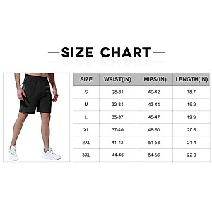 BGOWATU Men's Athletic Hiking Shorts Stretch Quick Dry Sports Gym Shorts with Zipper Pockets for Fishing Travel Black M