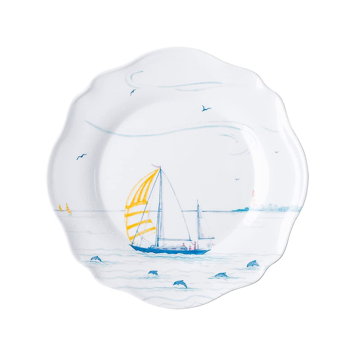 Juliska Country Estate Melamine Salad Plates Set of 4 - Seaside - White Melamine - Unbreakable, Melamine, Decorative Salad Plate Set