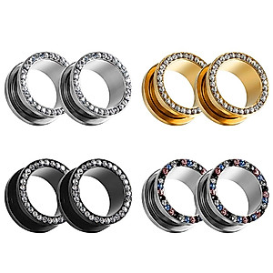 TBOSEN 8 PCS Ear Tunnels Plugs Gauges Stainless Steel Expander Stretcher Piercings