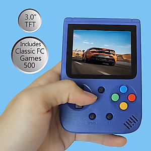 SCCAGIFT 500 Classic Games Handheld Games Console Electronic Memory Game for Kids Adults, Can Play on TV Games (Blue)