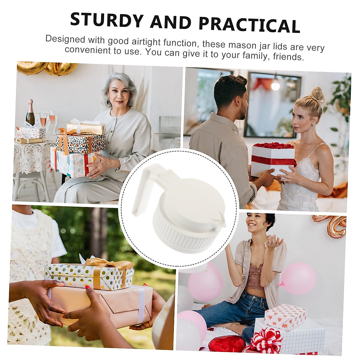 Hemoton 2pcs Mason Jar Pour Lids Flip Top Glass Bottle Glass Drinkware Wide Mouth Glass Jars Handheld Mason Jar Lid Plastic Mason Jar Caps Mason Jar Cover Mason Jar Accessories Clamshell