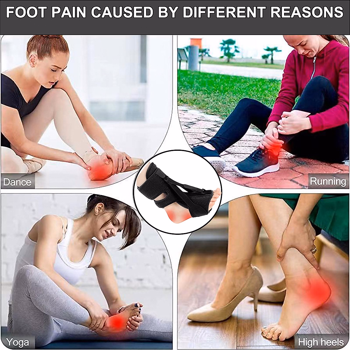 MIYALIONE Upgrade Plantar Fasciitis Night Splint 2 Pack 3 Adjustable Straps Plantar Fasciitis Relief Brace for Women&Men Relief Brace for Plantar Fasciitis Achilles Tendonitis and Foot Drop (Black)