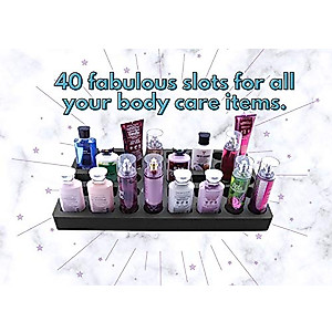 Polar Whale Lotion and Body Spray Stand Organizer Large Tray Washable Waterproof Insert for Home Bathroom Bedroom Office 23.25 x 13.5 x 2 Inches 40 Slots Black