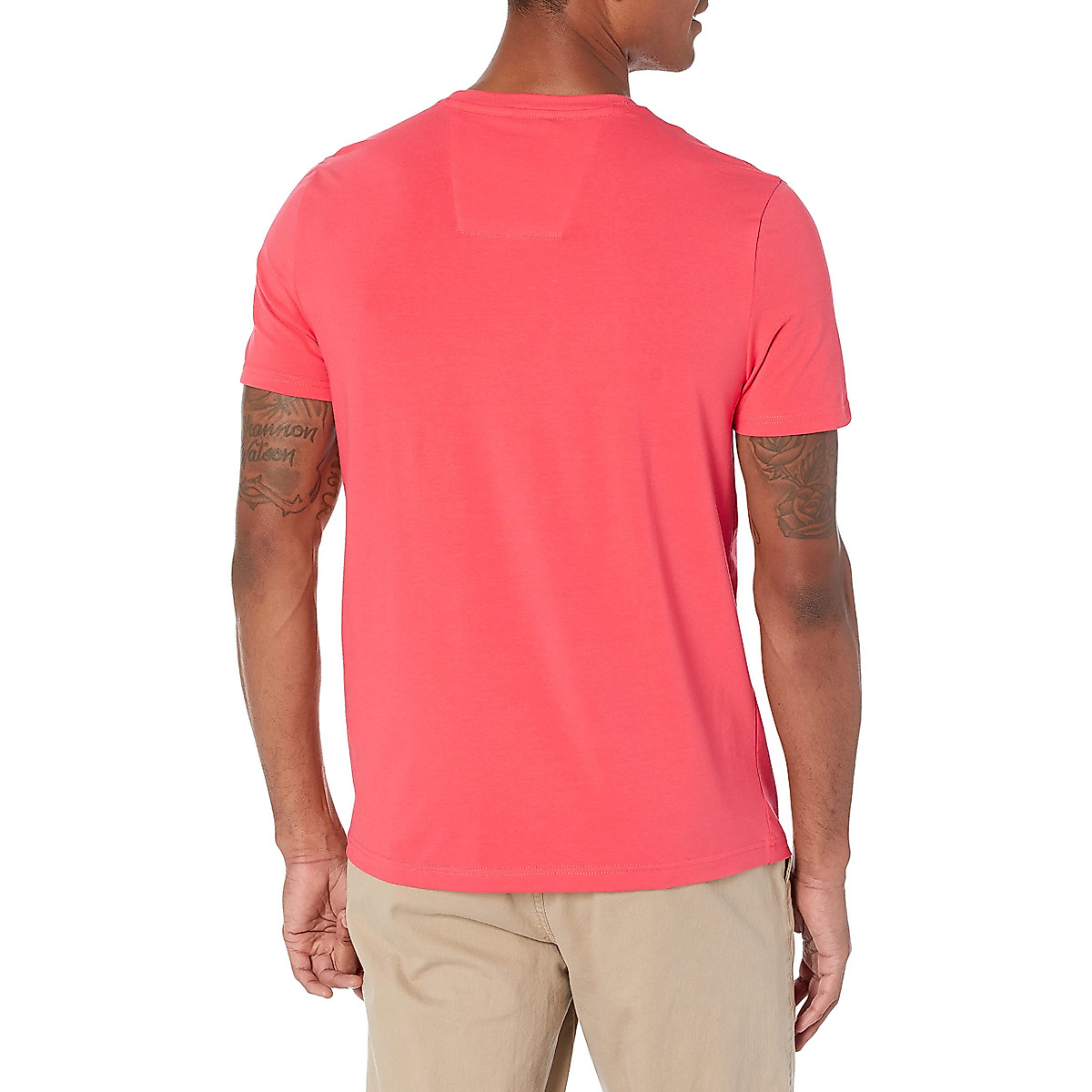 Nautica Men's Solid Crew Neck Short Sleeve Pocket T-Shirt, Melon Berry, Small