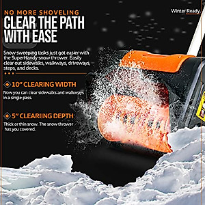 SuperHandy Snow Thrower/Power Shovel, Cordless Rechargeable DC 20V, Handheld, Lightweight | 10" in. Width 5" in. Depth, 25' ft Throwing Distance, 300 lbs per Min