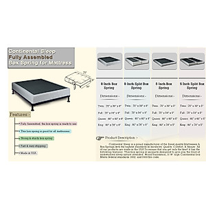 Continental Sleep 4-Inch Wood Split Low Profile Traditional Box Spring/Foundation for Mattress Set, Queen, Beige