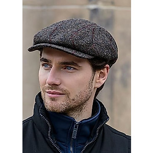 Mucros Weavers Men's Quiet Man Cap, Irish Tweed Flat Cap, Brown, XL