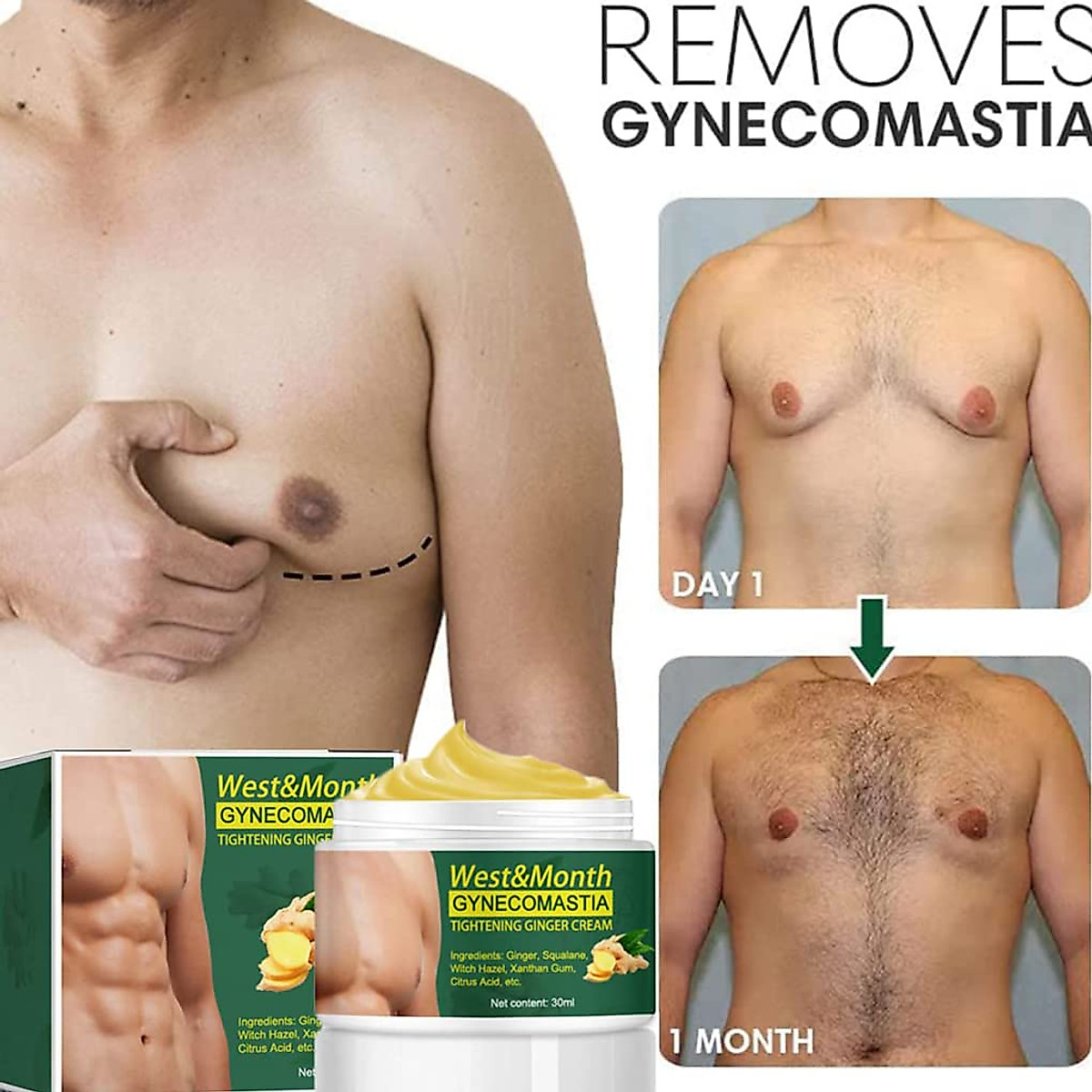 YCSM SoliPac Ginger Cream, Solipac Gynecomastia Tightening Ginger Cream,30 ml Ginger Fat Burning Cream Weight Loss Anti-Cellulite Slimming Cream for Men(2PCS)