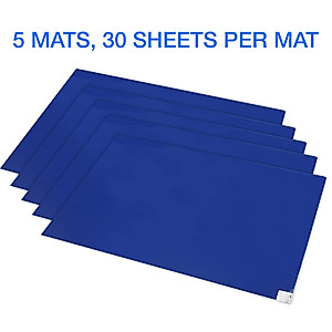CALPALMY 150 Sheets 24" x 36" Adhesive Mats - Sticky Mat for Laboratories, Homes, Construction Sites, and More - Remove Dust and Dirt from Shoes and Equipment Wheels -Blue