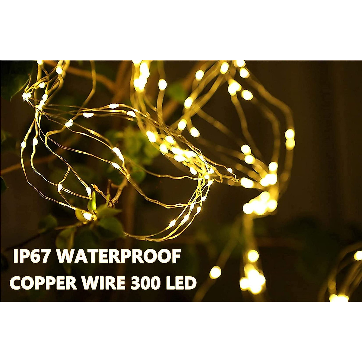 BIGKJYBC 300 LED Upgraded Solar Fairy Watering Can Lights, Remote Control Solar String Lights Outdoor Waterproof Firefly Bunch Lights, Fairy Lights for Vines Garden Wedding Tents Decor(Warm White)