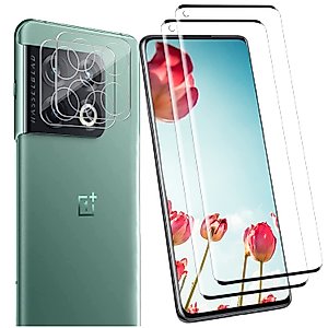 YRMJK 2+2 Compatible with OnePlus 10 Pro Screen Protectors + Camera Lens Protectors, 3D Full Coverage HD Clarity 9H Premium Tempered Glass for OnePlus 10 Pro