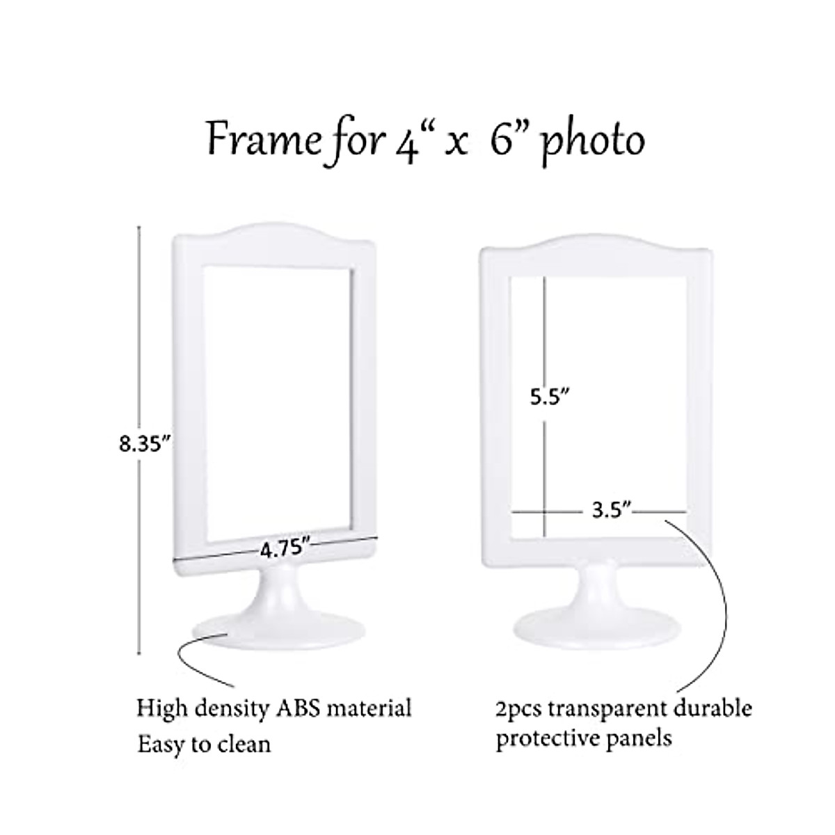 Myraculo Double Sided Standing Picture Frames 4x6 2 Side Frame Pedestal Picture Frames Bulk Plastic White Photo frames Set for Display (10 pack)