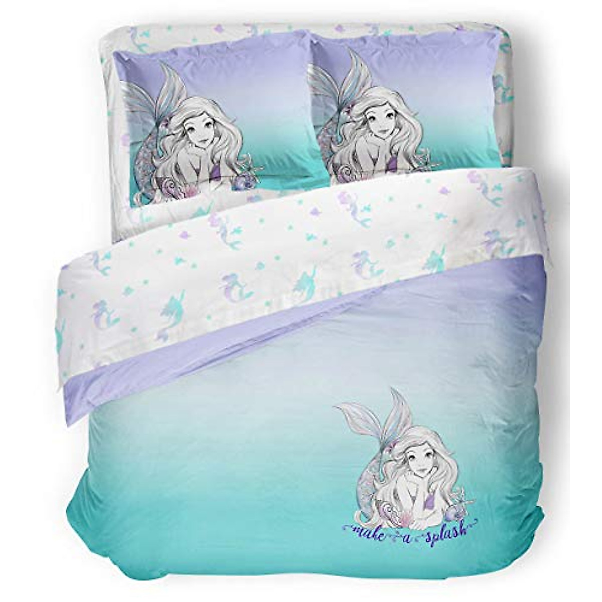 Jay Franco Disney The Little Mermaid Make A Splash 7 Piece Full Bed Set - Includes Comforter & Sheet Set - Bedding Features Ariel - Super Soft Fade Resistant Microfiber - (Official Dinsey Product)…