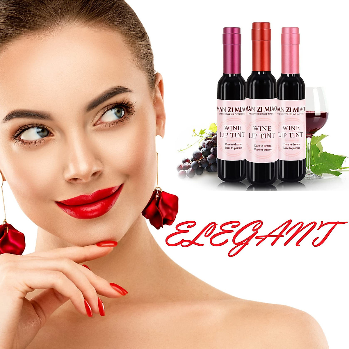 BKPPLZP Wine Lip Tint,6 Colors Wine Lip Gloss Set,Wine Liquid Lipstick,Liquid Wine Lip Gloss,Matte Lip Stain Long Lasting Waterproof Matte Lip Gloss Set,Creates Natural Moisturizing Lip Gloss Easily