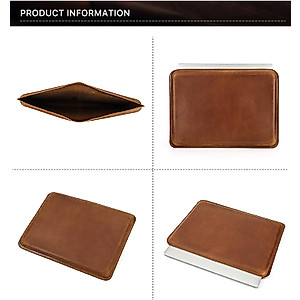 CataPurus Top Grain Leather 16.2" Slim PC Sleeve Case, Solid Vintage Design, Handmade, Compatible with MacBook Pro 16.2" A2485 M1 Max 15" Touch Bar A2141 A1707 Pro 16" Touch ID A1990, Brown 16.2 Inch