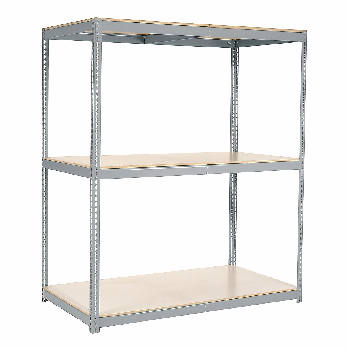 Global Industrial Wide Span Rack with 3 Shelves Laminated Deck, 1100 Lb Cap Per Level, 96" W x 36" D x 96" H, Gray