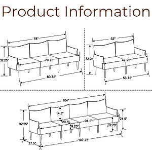 ROCITY Faux Leather Loveseat Sofa 53 Inch Small Love Seat Couch Modern Brown Sofa Couch for Home Living Room, 2 Seater, 20.7 Inch Deep Seats