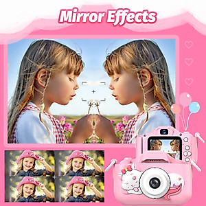 Goopow Kids Digital Camera, Pink Purple, 32GB MicroSD Card Included, Shockproof and Durable for Girls Ages 3-10