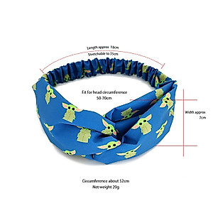 BLAISTER Cute Baby Yoda Headbands Hair Scrunchies for Women Non Slip Stretchy Breathable Hair Bands Criss Cross Head Wrap Elastic Hair Tie Ropes Hair Accessories