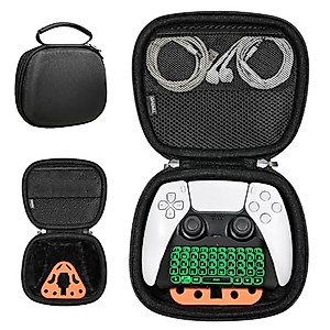TiMOVO Controller Keyboard Carrying Case for PS5/PS5 Edge/Xbox Controller, PS5 Travel Case with Accessory Storage Holder, Hard Shell Protective Bag Fits PS5/Edge/Xbox Series X/S/One Controller, Black