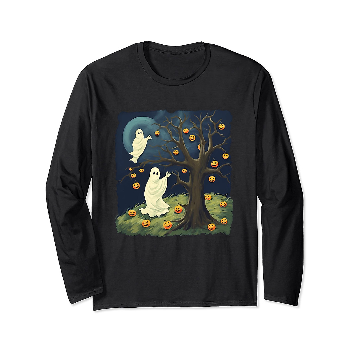 Ghost Apple Tree Spooky Gothic Halloween Costume Long Sleeve T-Shirt