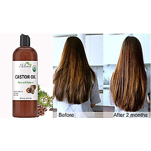 Organic Castor Oil-100% Pure Cold-Pressed Beauty & Skincare Serum-Eyelash & Eyebrow Hair Growth Enhancer-Natural Conditioner