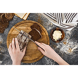 ikasu 10 inch Bread Slicer Knife | Ultra-Sharp German High Carbon Stainless Steel Serrated Edges, Full Tang Blade | Durable Luxury Pakka Wood Handle