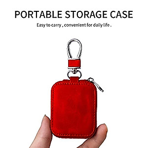CHANROY Compatible with AirPods Pro & 2 & 1 Portable Premium PU Leather Protective Vintage Style Case Snap Metal Closure Clip Anti-Scratch Carrying Pouch with Keychain for AirPods Pro & 2 & 1(Red)