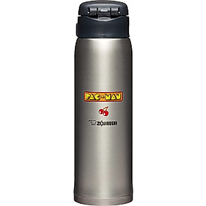 [Zojirushi x Pac-man] Limited Edition SM-SHE48PA BA&XA Stainless Steel Mug, 2 Count Bundle (Pack of 2), PAC-MAN Black&Stainless 16oz (Bundle 2-pack: Black & Silver)