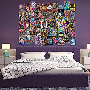 LIYA 50PCS Banksy Aesthetic Wall Collage Kit for Teen Boys and Girls - 4x6 inch - Hypebeast Room Decor, Graffiti Street Art Set, Famous Artists Pop Art, Posters for Room Aesthetic, Bedroom Wall Decor, Teen Room Decor, Trendy Wall Prints Kit, Graffiti Post