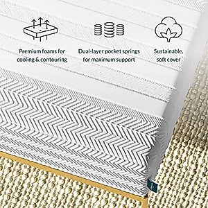 Leesa Legend Hybrid 12" Mattress, King Size Luxury Dual Hybrid/CertiPUR-US Certified/with Organic Cotton Mattress Cover / 100-Night Trial,White