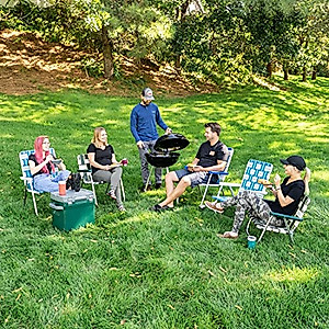 Lawn Chair USA - Outdoor Chairs for Camping. Made with Lightweight Aluminum Frames and UV-Resistant Webbing. Folds for Easy Storage 2- Pack (Charleston with Green Arms, Classic)