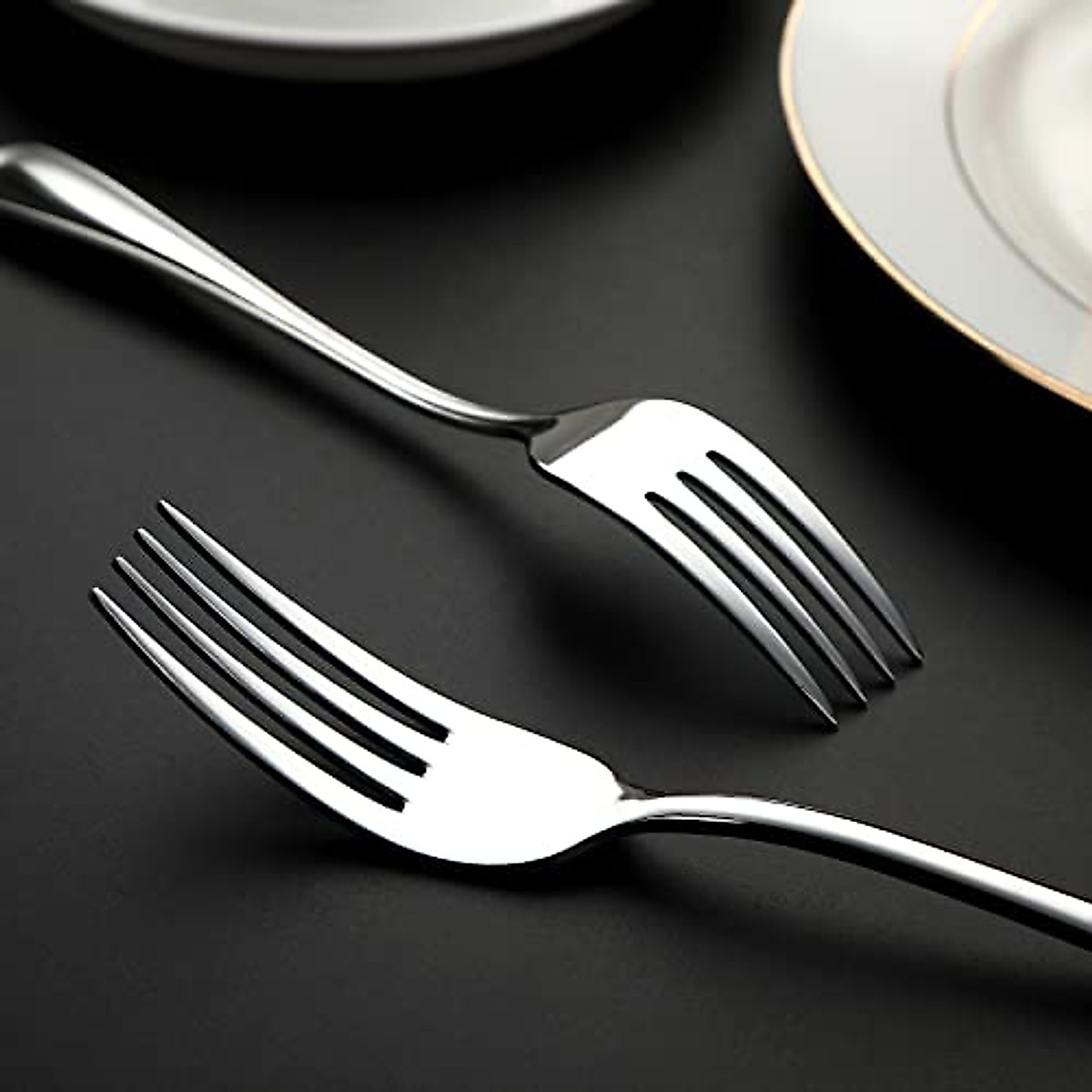 Dinner Forks Set of 8, Stainless Steel Silverware Forks 8-Piece, Modern Flatware Cutlery Forks, Mirror Polished and Dishwasher Safe, 8.05 Inches
