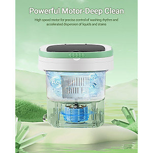 NISHCON Portable Washing Machine, 11L Upgraded Large Capacity Mini Washer with Spin Basket, Small Washing Machine for Apartments, Travel Laundry, Camping, RV, Dorm (Green+White)