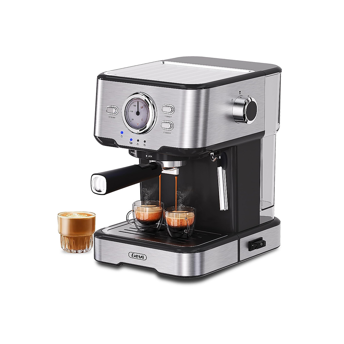 Gevi Espresso Machine High Pressure,compact espresso machines with Milk Frother Steam Wand,Professional Coffee，Cappuccino,Espresso,Latte,Macchiato Maker for home,espresso maker